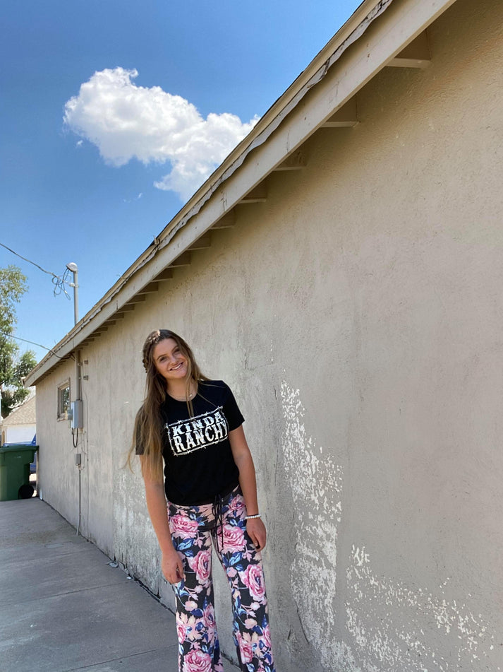 Pink and Blue Flower Draw String Lounge Pants – Be True Western & Boutique